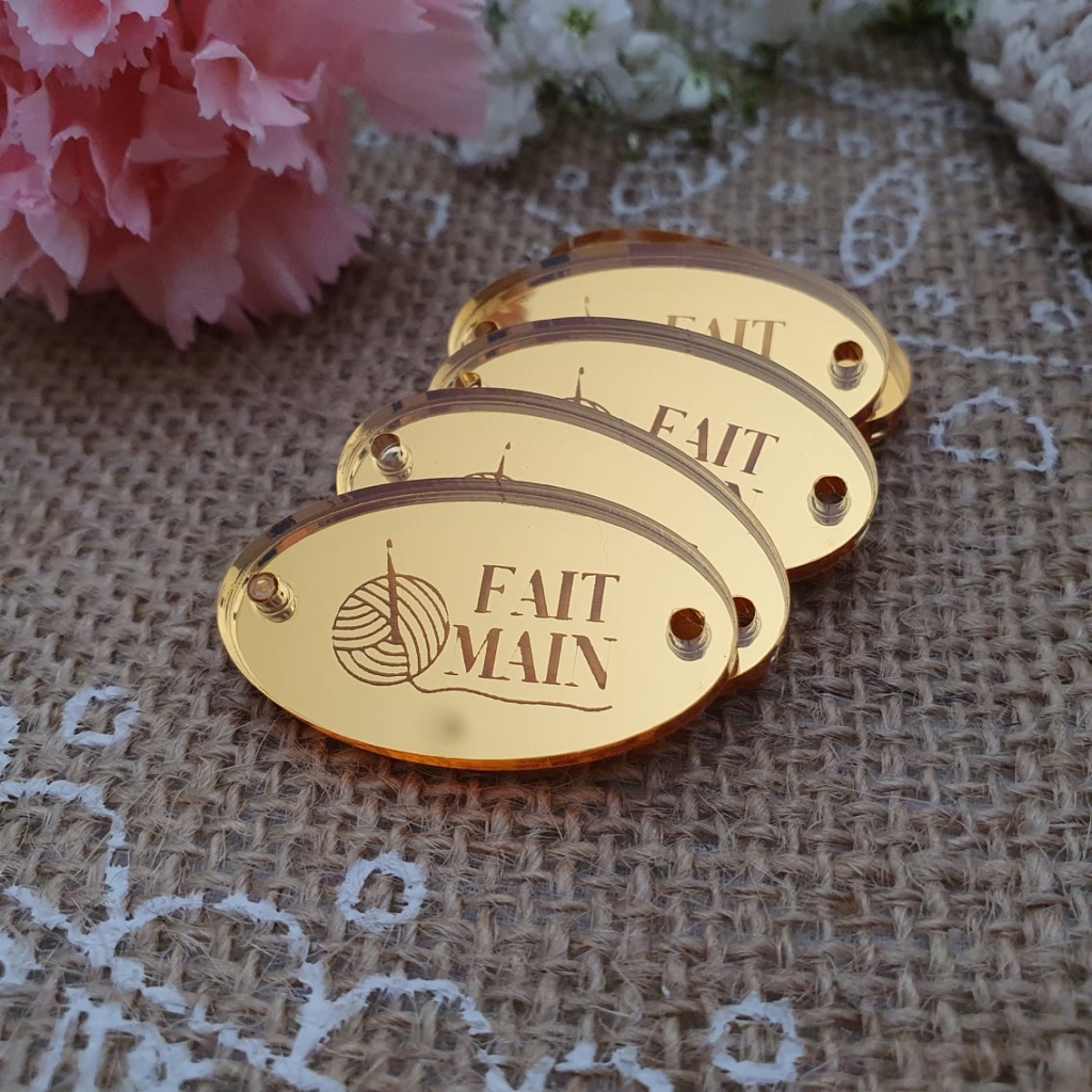 5 Etiquettes/ labels Ovales 35X20mm " Modèle Pelote " - Lou Passion