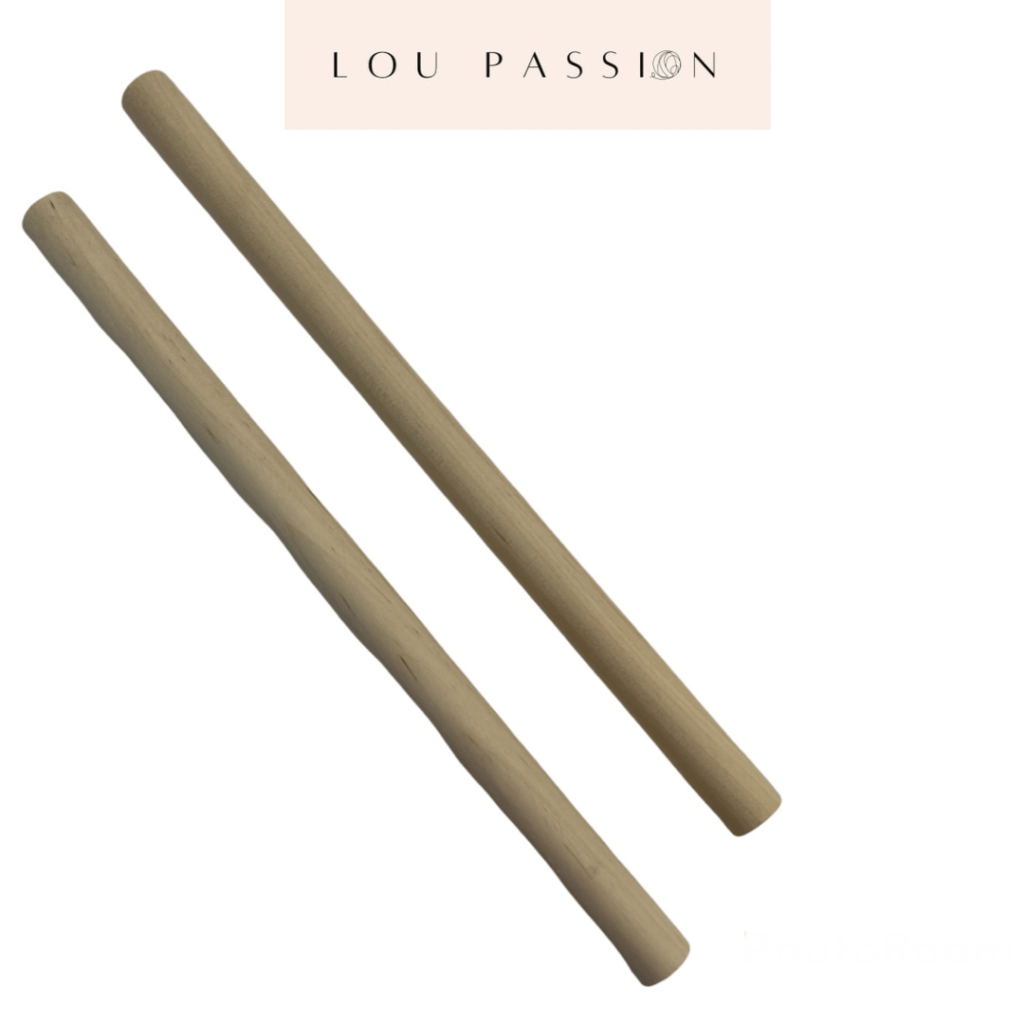 2 Bâtons bois naturel 2X30cm - Lou Passion