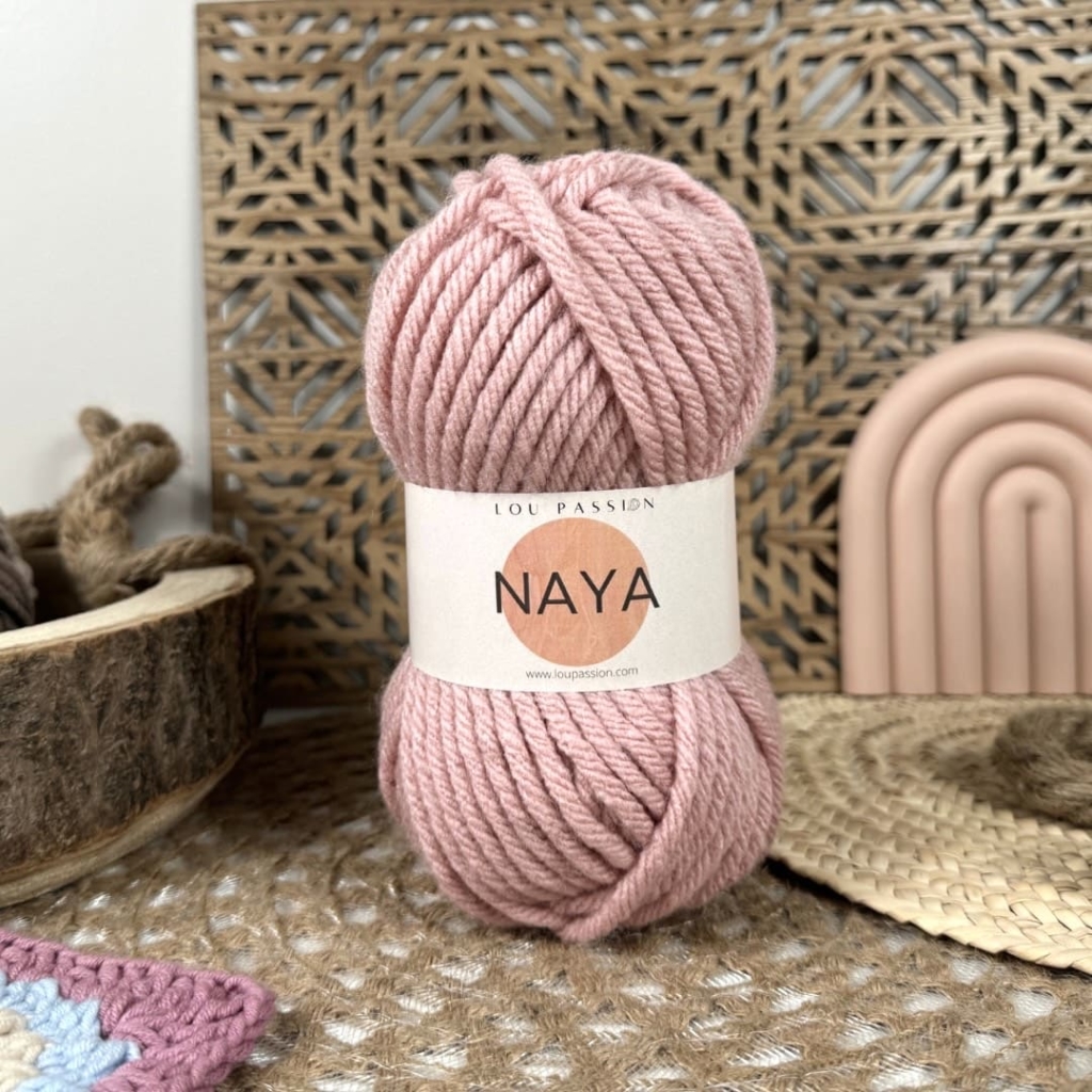 Pelote de laine Naya 100% Acrylique 100g-65m Vieux Rose - Lou Passion
