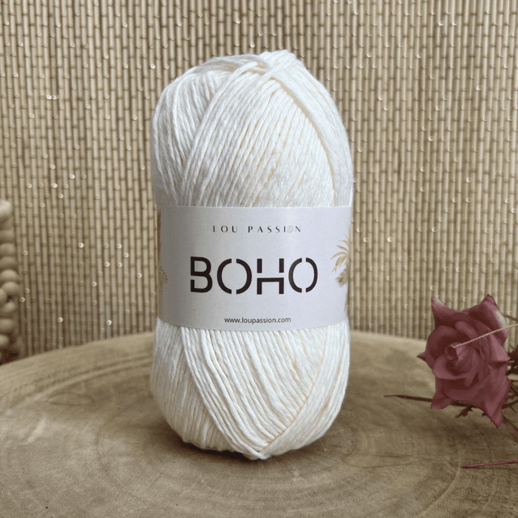 Boho Fil 100 % Coton Naturel 100g 210 mètres Créme ref 72 - Lou Passion
