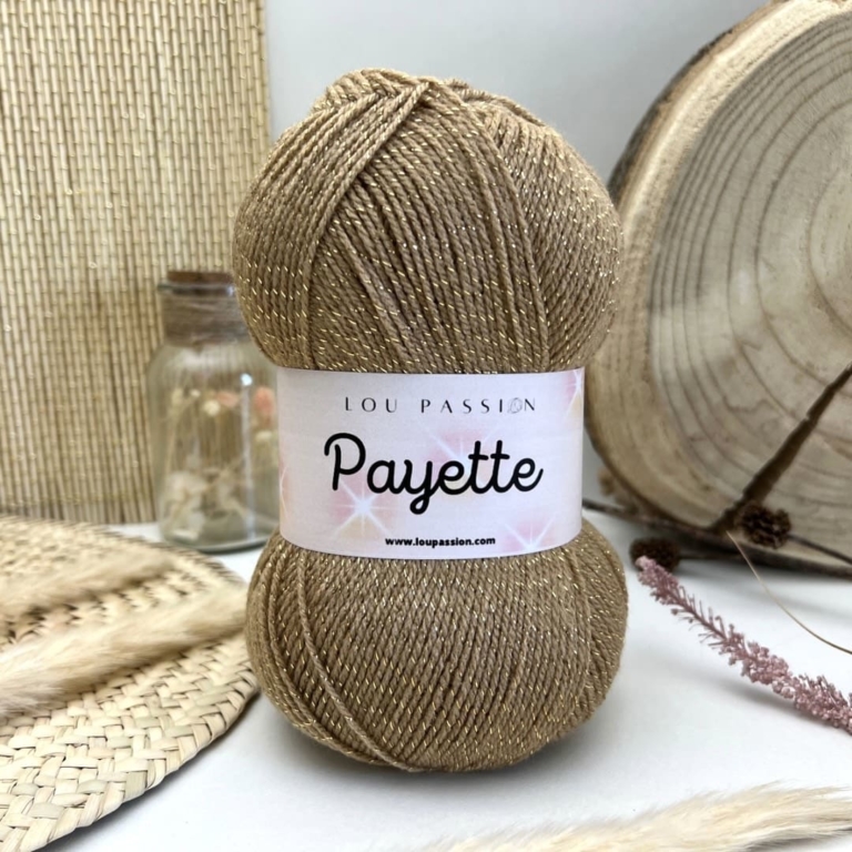 Pelote de laine Payette 100g - 380 m Mocha doré - Lou Passion