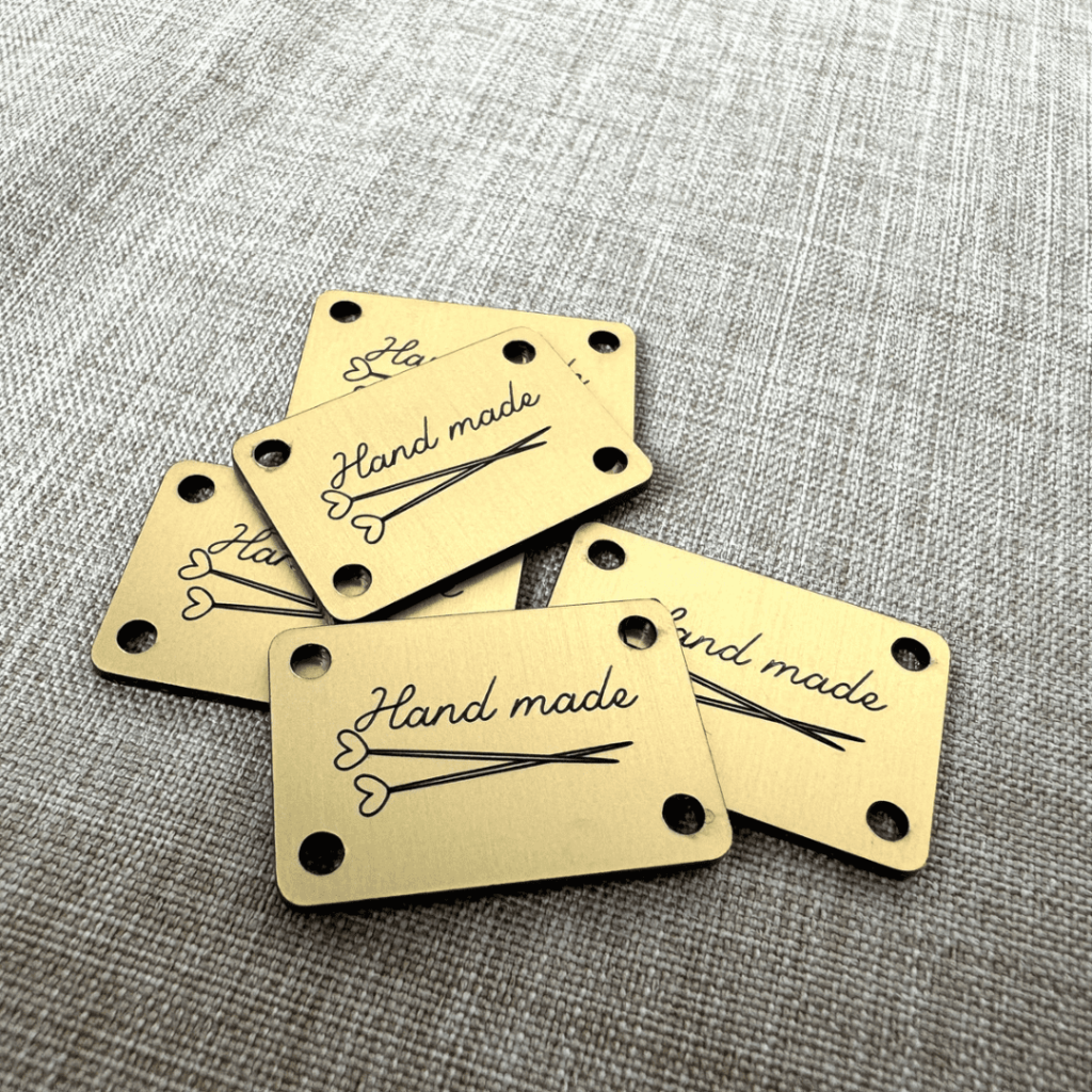 5 étiquettes labels rectangles 30x20 mm - Hand made collection Tricot ...