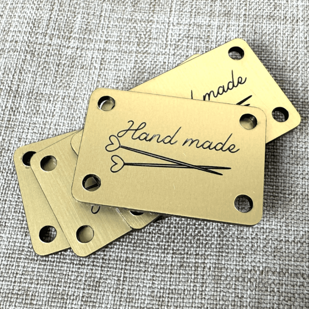 5 étiquettes labels rectangles 30x20 mm - Hand made collection Tricot ...