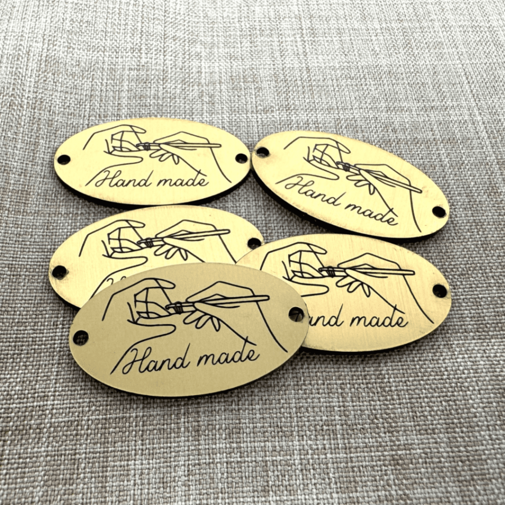 5 Etiquettes/ labels Ovales 35X20mm - hand made Collection crochet ...