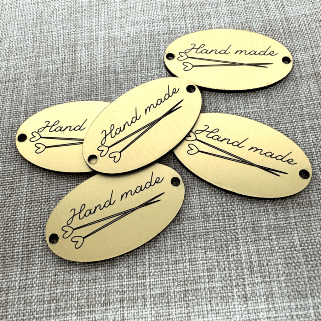 5 Etiquettes/ labels Ovales 35X20mm - Hand made collection Tricot - Lou ...