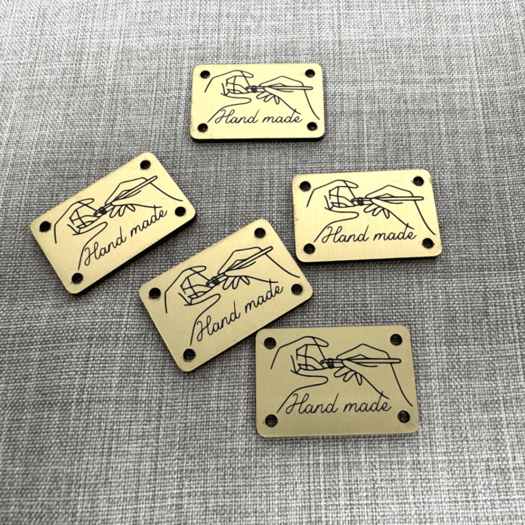 5 étiquettes labels rectangles 30x20 mm - hand made collection crochet ...