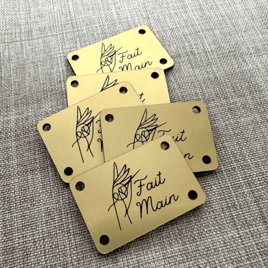 5 étiquettes labels rectangles 30x20 mm - fait main collection couture ...